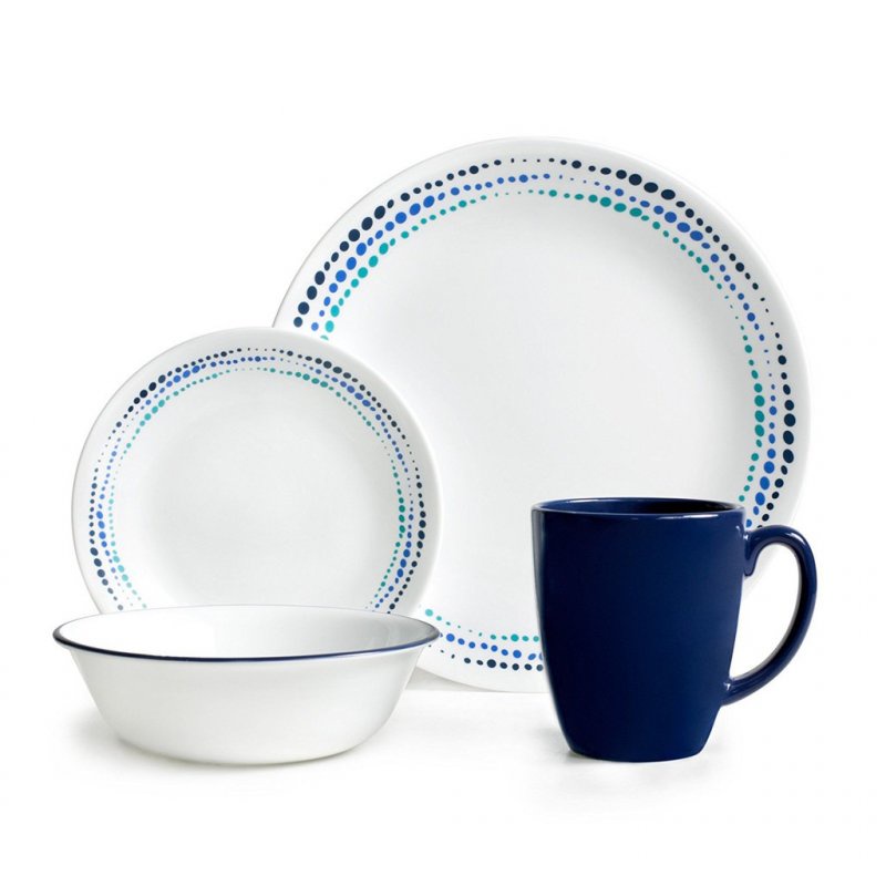 (Ready Stock!!) Corelle 16pc Ocean Blue Dinnerware Set Livingware ...