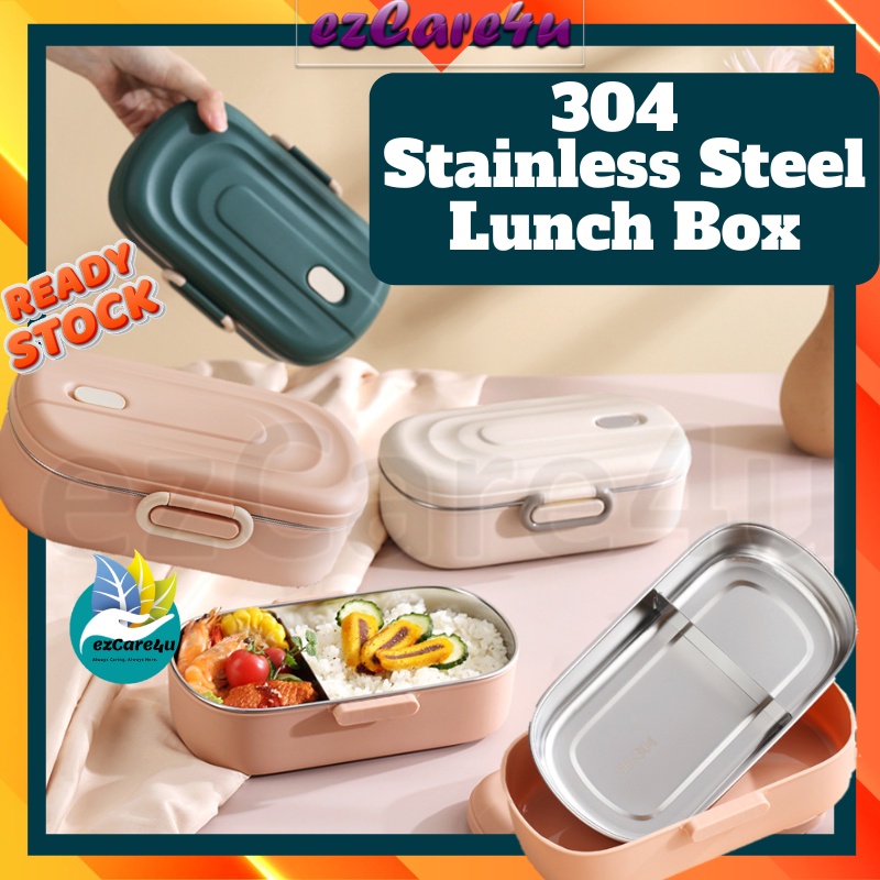 304 Stainless Steel Lunch Box Two Compartments Food Grade PP Container ...