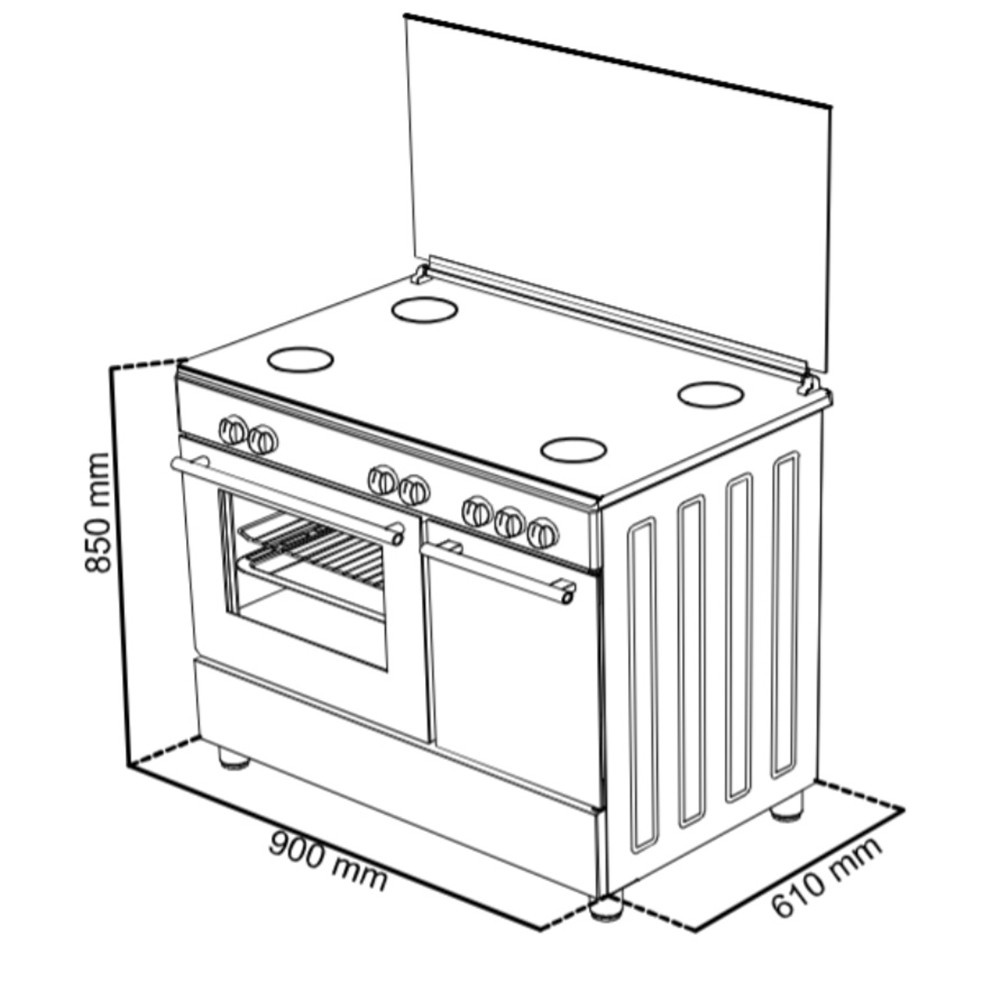 FABER Free Standing Cooker with Oven Fisso 9840G BK FISSO 9844E BK ...