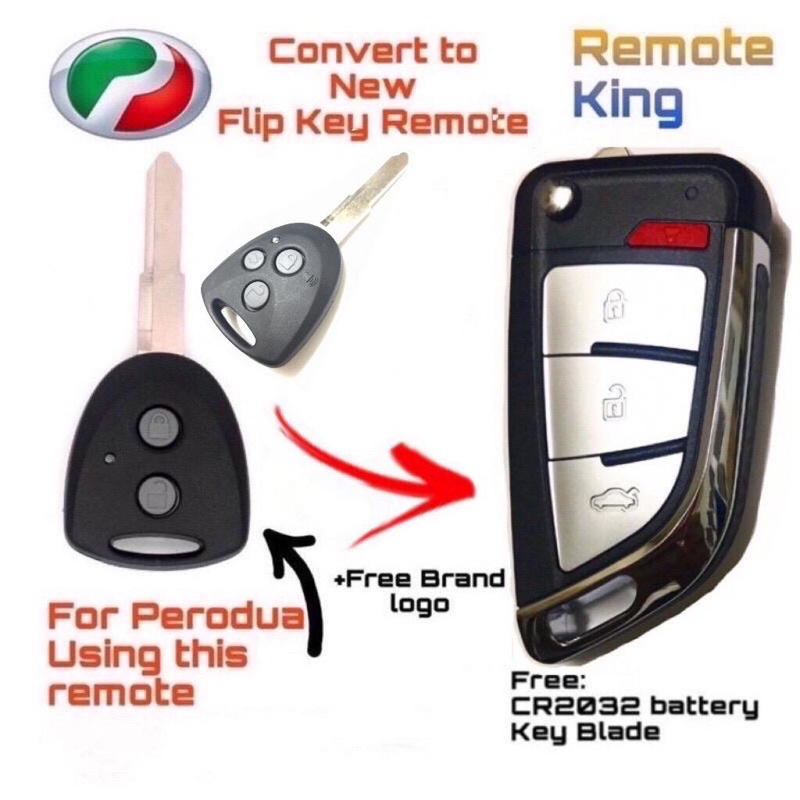 Perodua Axia Bezza Flip Key Remote Kunci Lipat | Shopee Malaysia