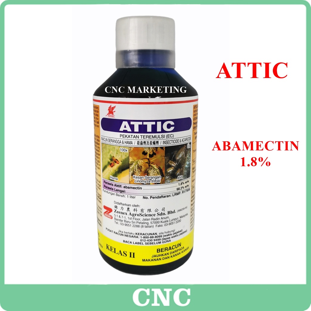 1L Attic Zeenex Abamectin 1.8% Racun Serangga Leaf Miner Lalat Putih ...