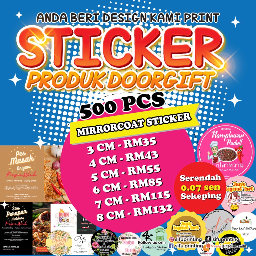 (500 PCS) STICKER PRODUK DOORGIFT LABEL MURAH | BERI DESIGN KAMI PRINT ...