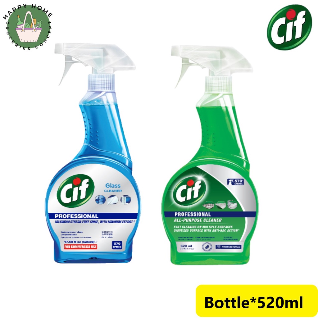 Cif Professional Glass Cleaner / All-Purpose Cleaner Spray (Bottle ...