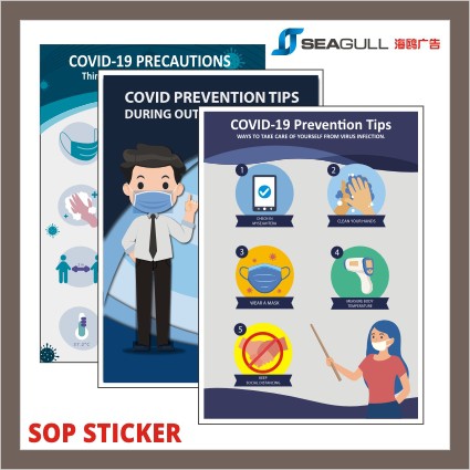 Covid 19 Precaution Panduan Sop Pelekat / Keep Social Distancing / Wear ...
