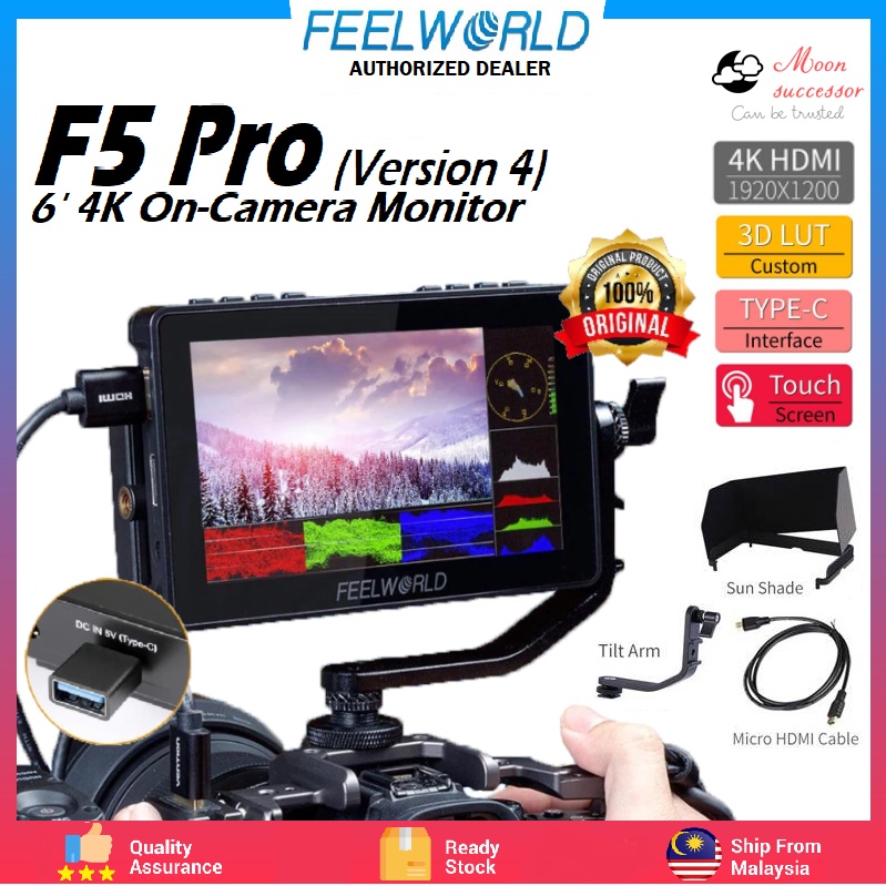 New Feelworld F5 Pro V4 F5Pro 6Inch DSLR Camera Field Monitor 4K HDMI 3D LUT Touch Screen Input ...