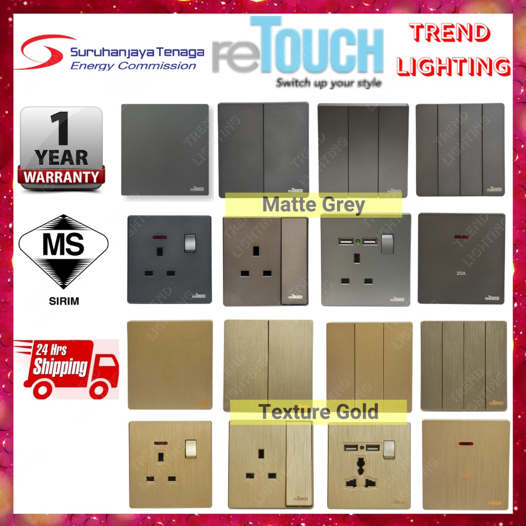 [SIRIM] Retouch Ultra Rimless Socket and Wall Switch Slim Modern Switch ...