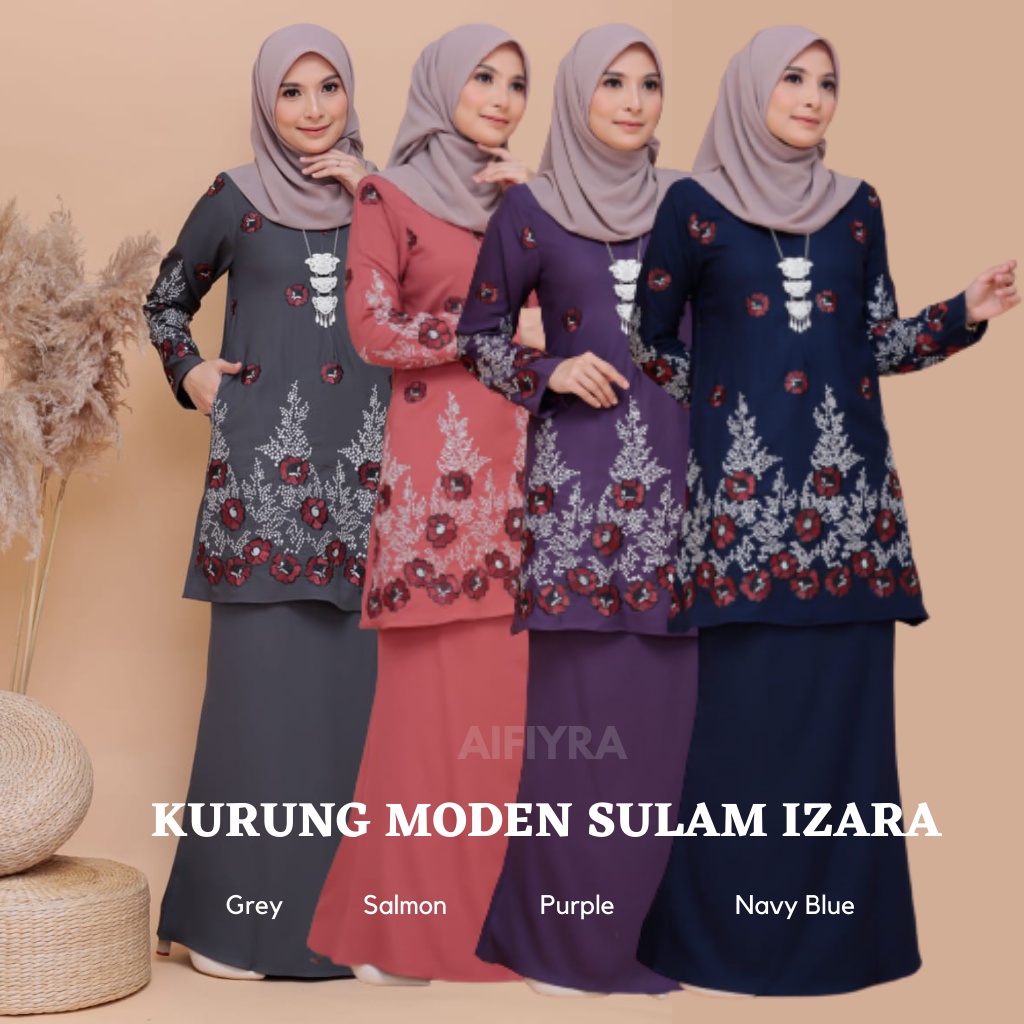 Baju Kurung Moden Sulam Izara Ironless / Baju Raya / Pejabat / Kahwin ...