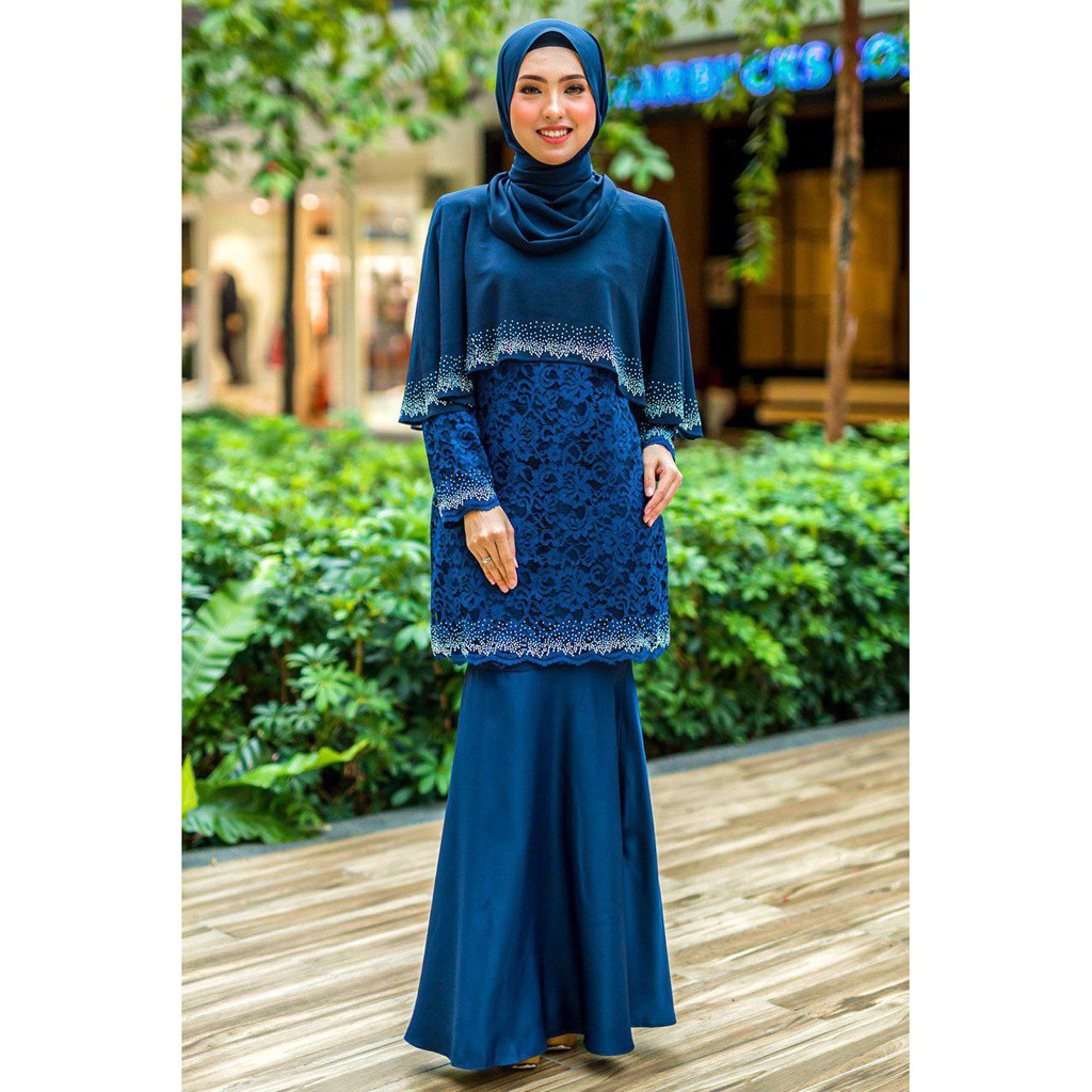 Baju kurung nikah tunang raya navy blue | Shopee Malaysia
