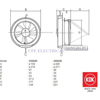 KDK 15WUD 15cm 6" Glass Mount Exhaust Fan Ventilating Fan | Shopee Malaysia