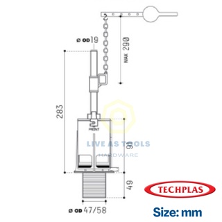 [Techplas] Bathroom Toilet Low Level Cistern Flush Liftup Outlet Valve with White Lever Handle ...