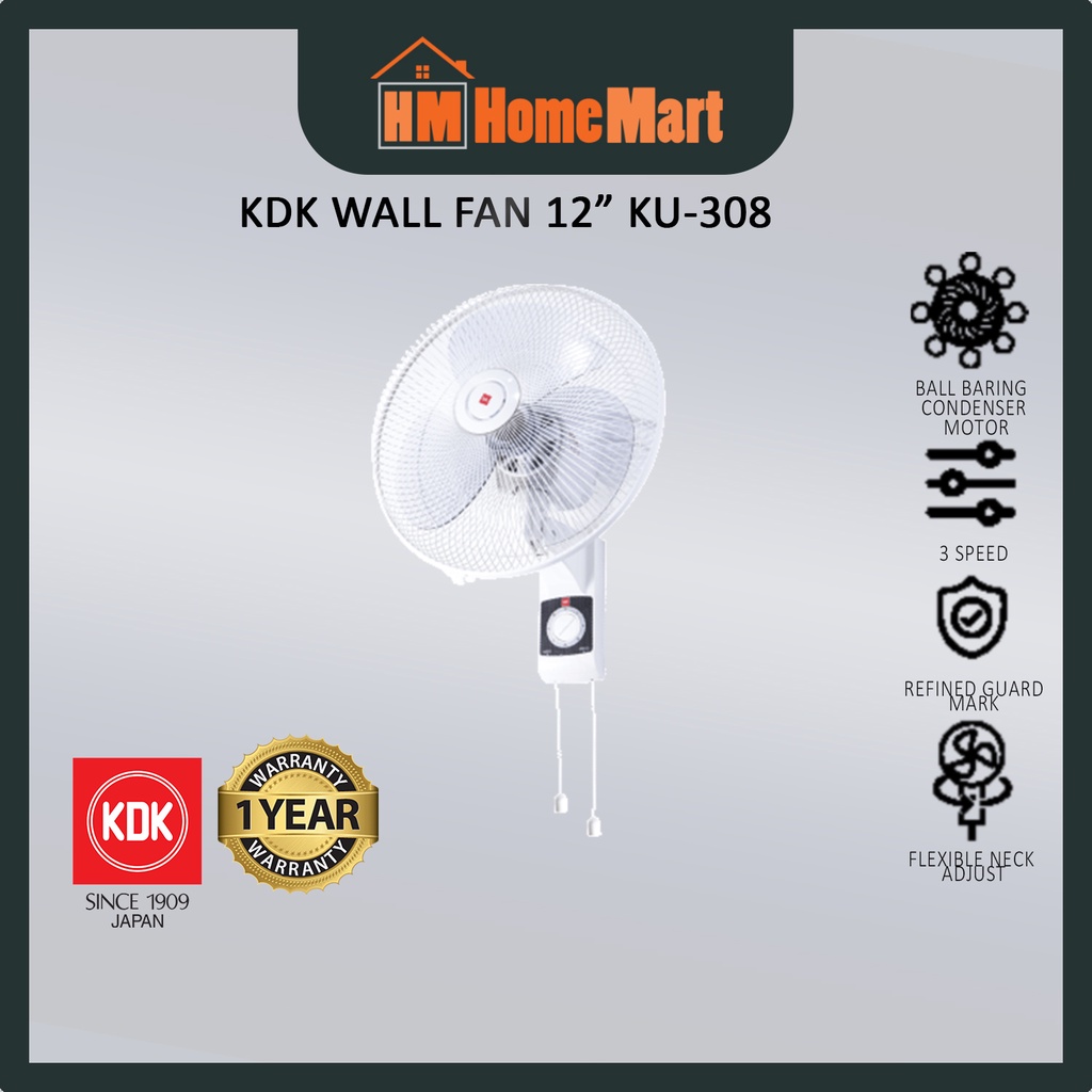 KDK KU308 12" Wall Fan (White) (1 Year Warranty) | Shopee Malaysia