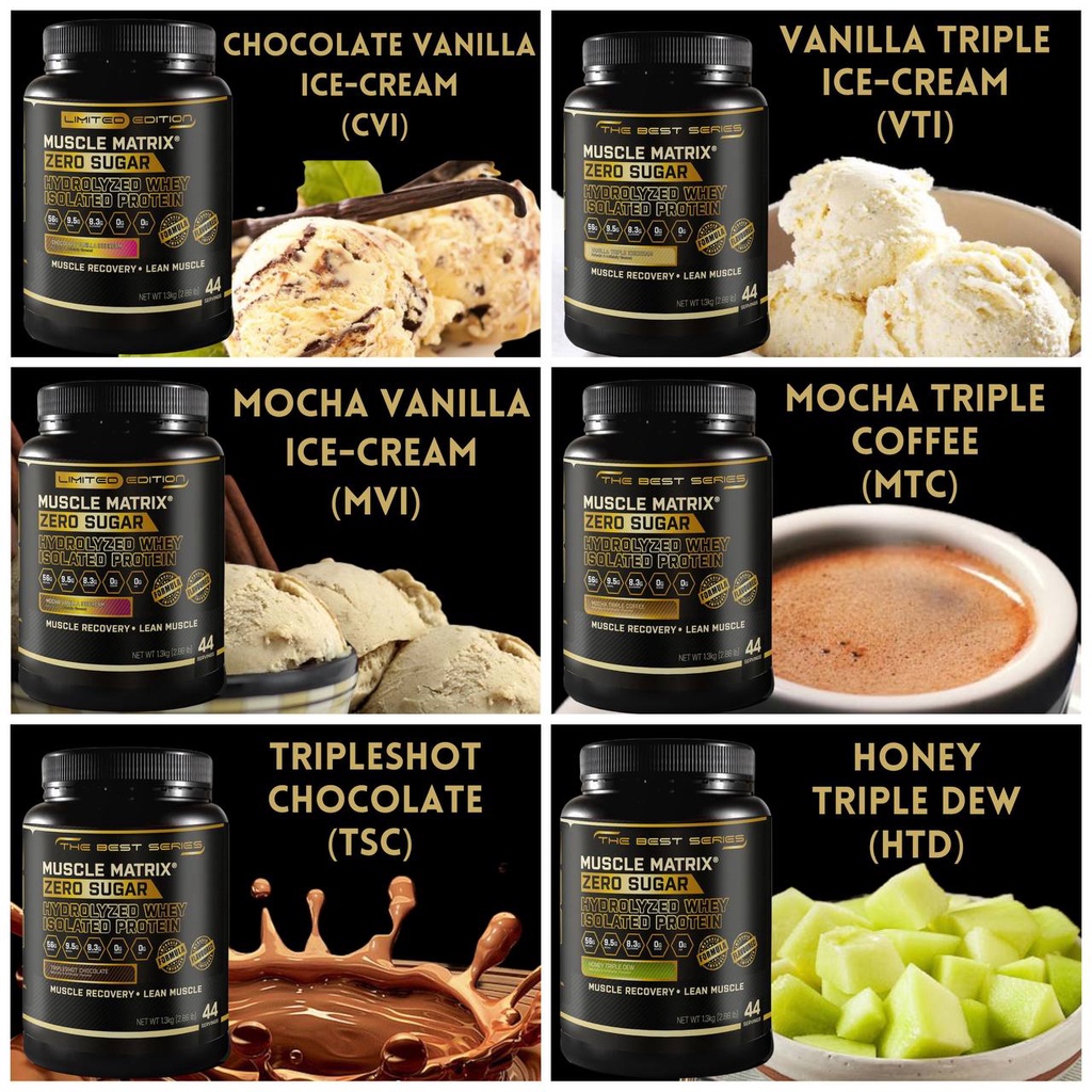 Muscle Matrix Hydro Whey ZERO SUGAR Protein Isolated 1.3 kg (44 ...