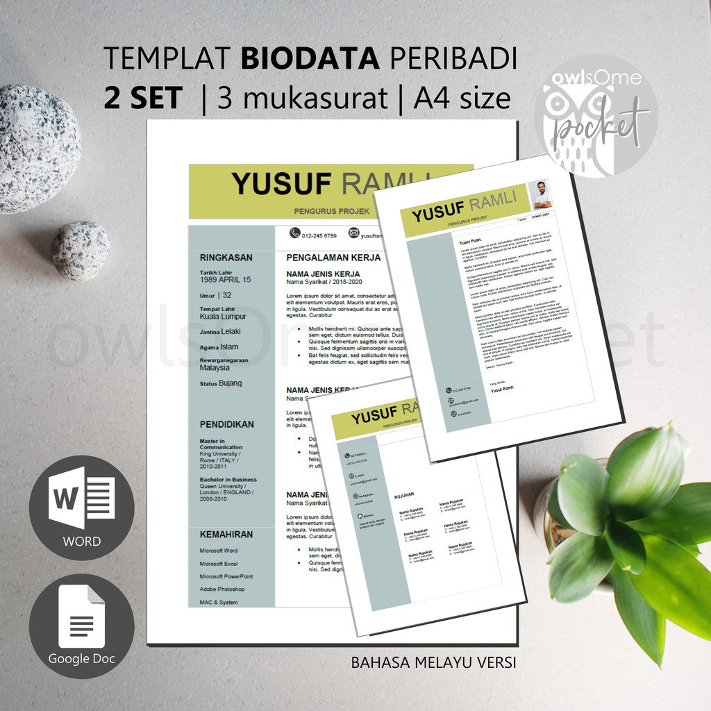 TEMPLAT BIODATA DIRI/ RESUME/ CV PROfesi DAN MUDAH MICROSOFT WORD ...