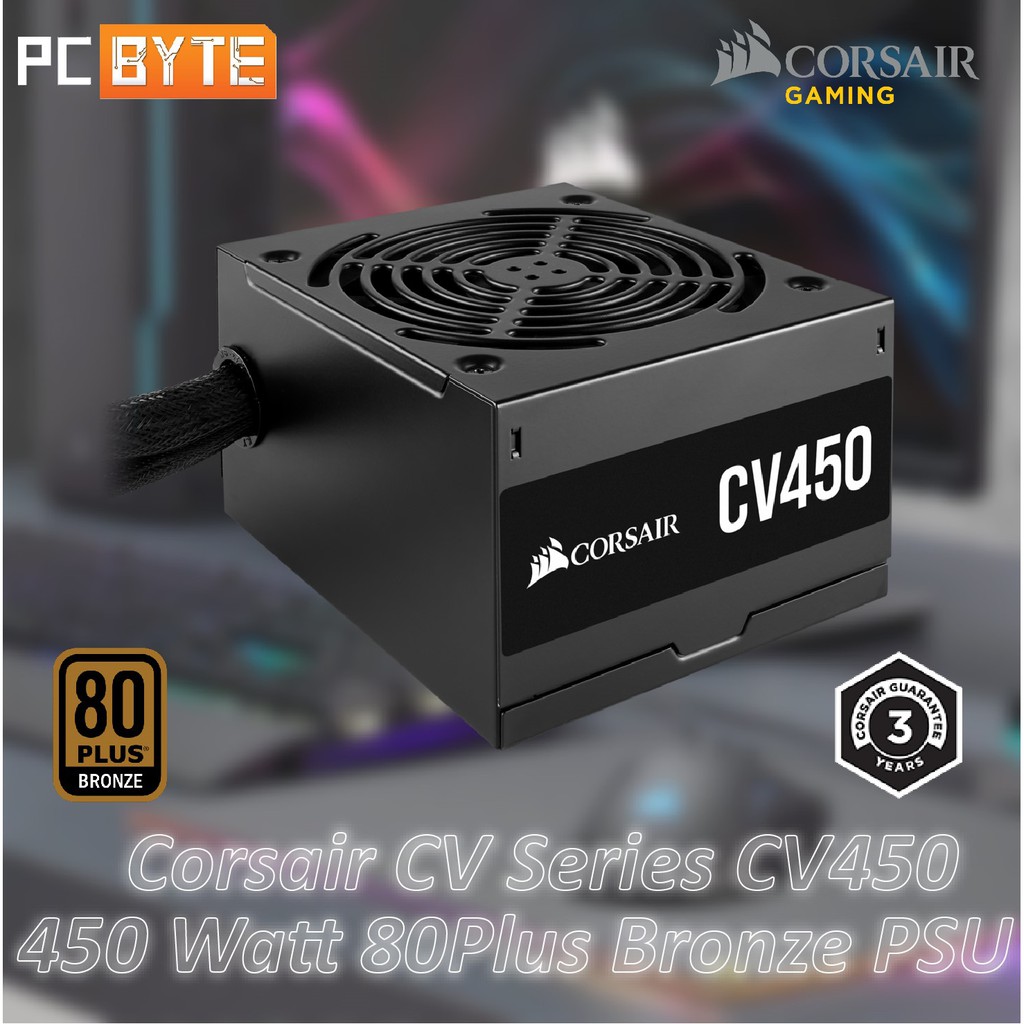 CORSAIR CV SERIES POWER SUPPLY CV450 450 WATT 80 PLUS BRONZE CERTIFIED ...
