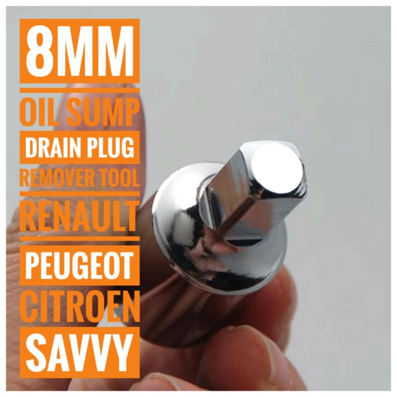 8mm Square Oil Sump Drain Plug Key Tool Remover Renault Citroen Peugeot ...