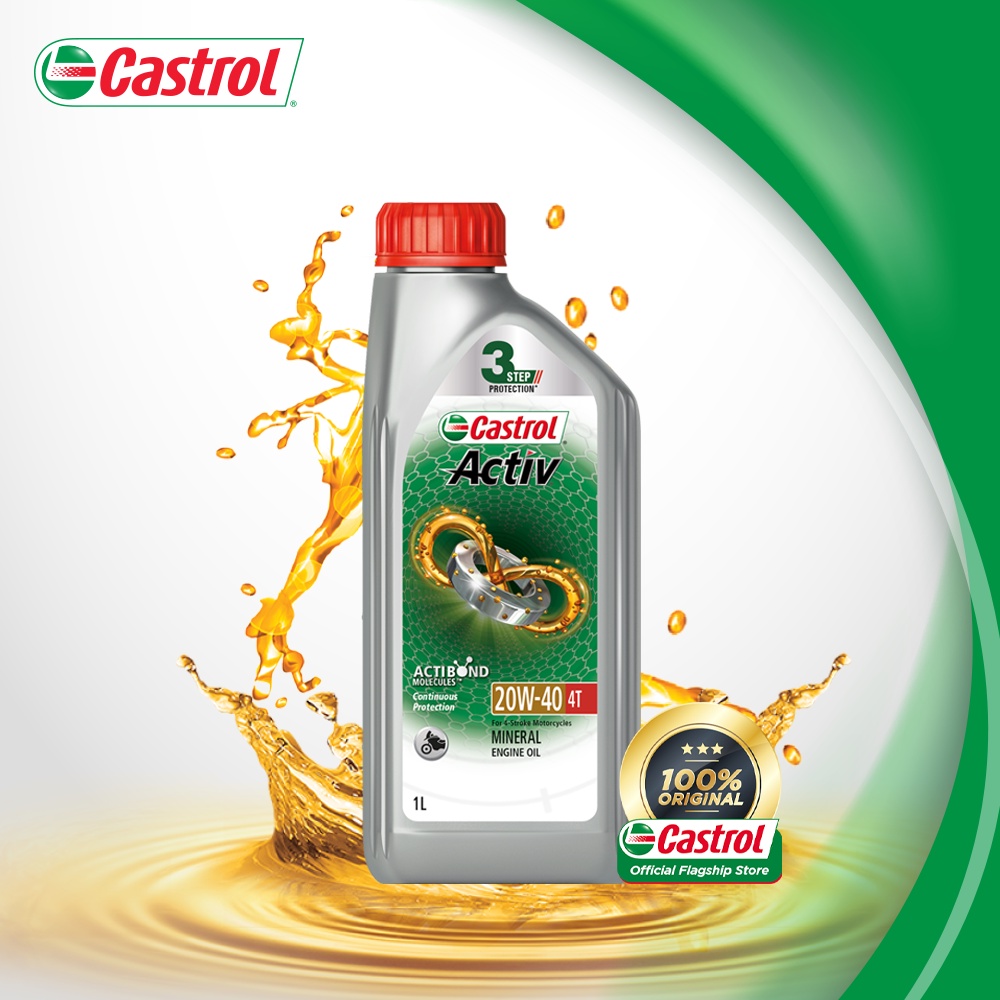 Castrol Activ 4T 20W-40 Continuous Protection for 4-Stroke Motorcycles ...