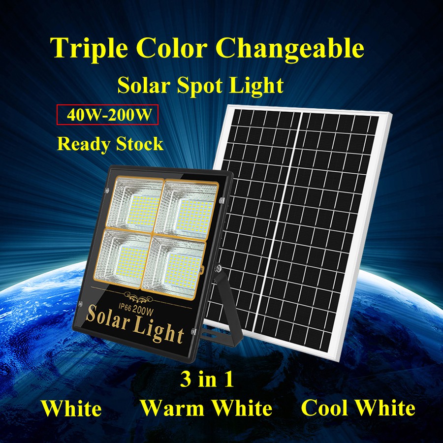 Unilight Solar Panel Flood Spot Light LED 40W-300W (triple color ...