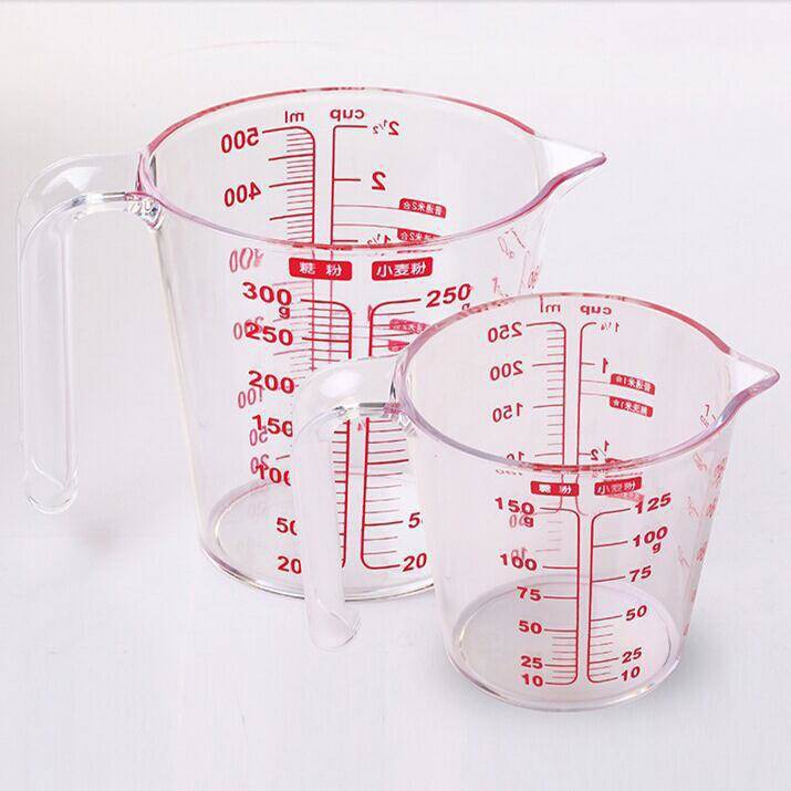 250/500ml High Quality Plastic Measuring Cup Clear Scale Show ...