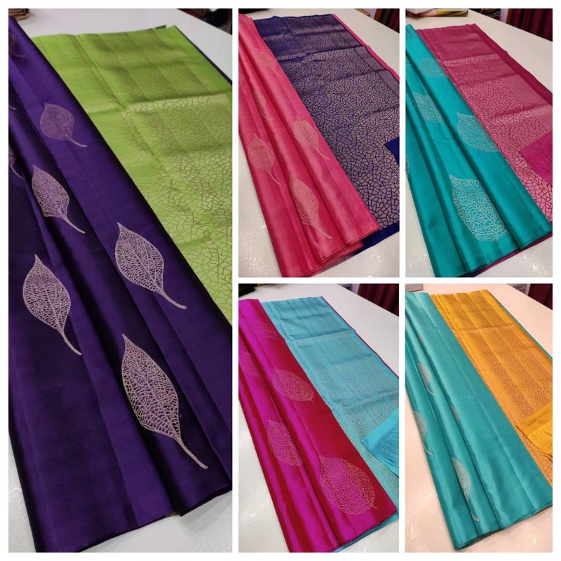 Full Plain Saree Double Colour Wedding Dinner Saree Bridesmaid ...