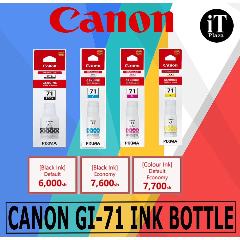 Canon Genuine Ink Bottle GI-71BK (Black) GI-71C (Cyan) GI-71 (Magenta ...