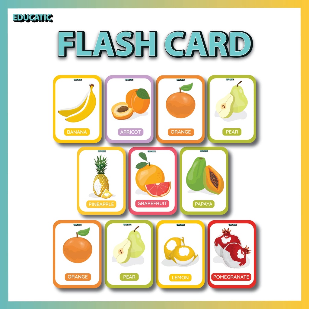 Flash Card Fruit Early Learning For Kids | Flashcard Buah Buahan | Imej ...