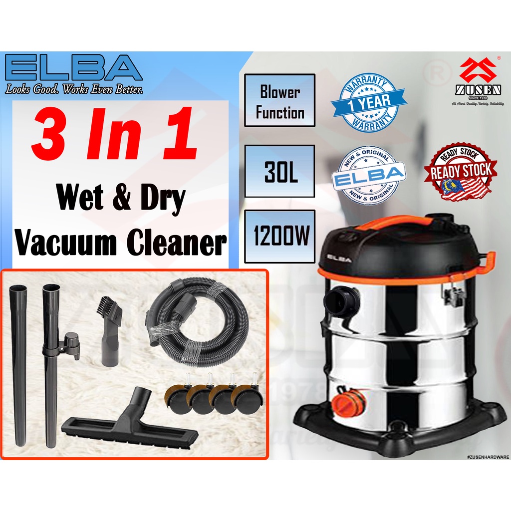 Elba Wet & Dry Vacuum Cleaner 3-in-1 EVC-H1231(SS) | Shopee Malaysia
