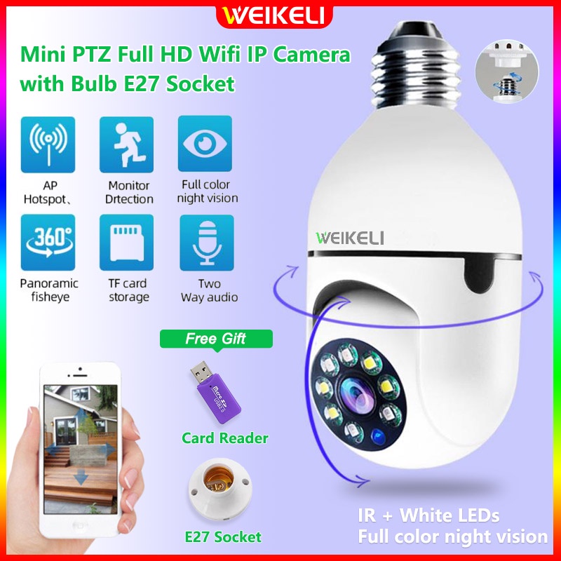 Wireless Wifi Camera LED light 1080p Full HD with E27 Socket Support IR ...