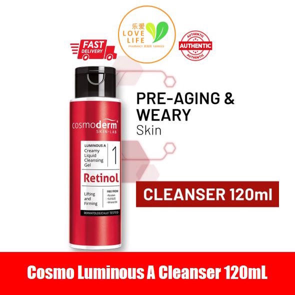 COSMODERM Luminous A Creamy Liquid Cleansing Gel 120ml retinol pre ...