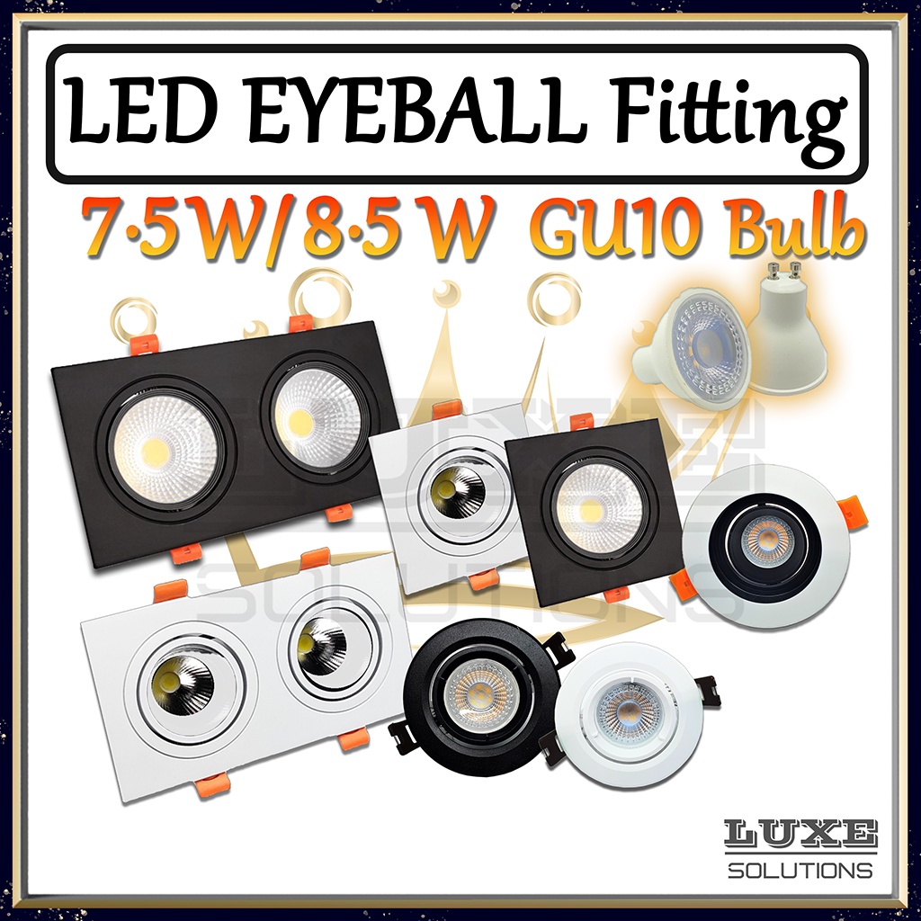 LED Recessed Eyeball Fitting Casing Complete Set with GU10 bulb and ...