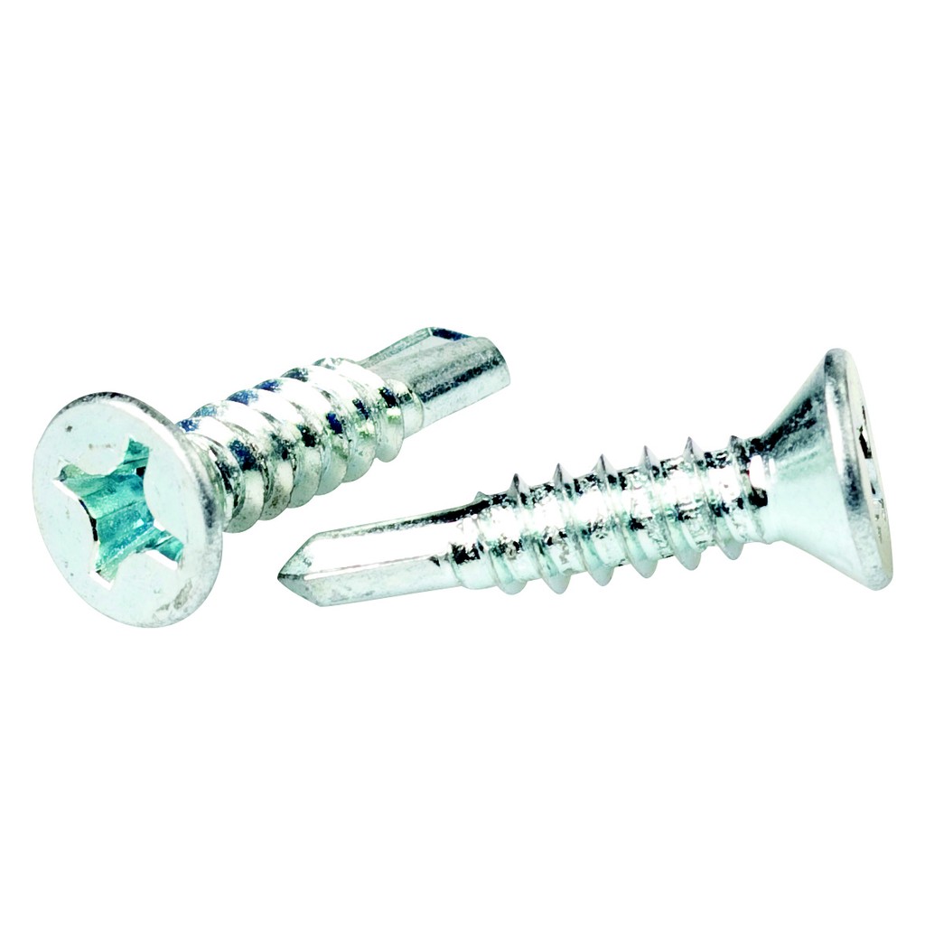 Skru Besi 8 x 3/4In, 8 x 1In Self Drilling Screw ZINC PLATED FLAT HEAD ...