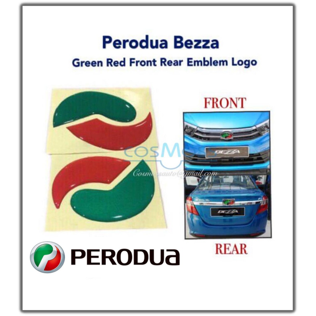 PERODUA BEZZA - EMBLEM LOGO 2PCS Front & Rear Sticker | Shopee Malaysia