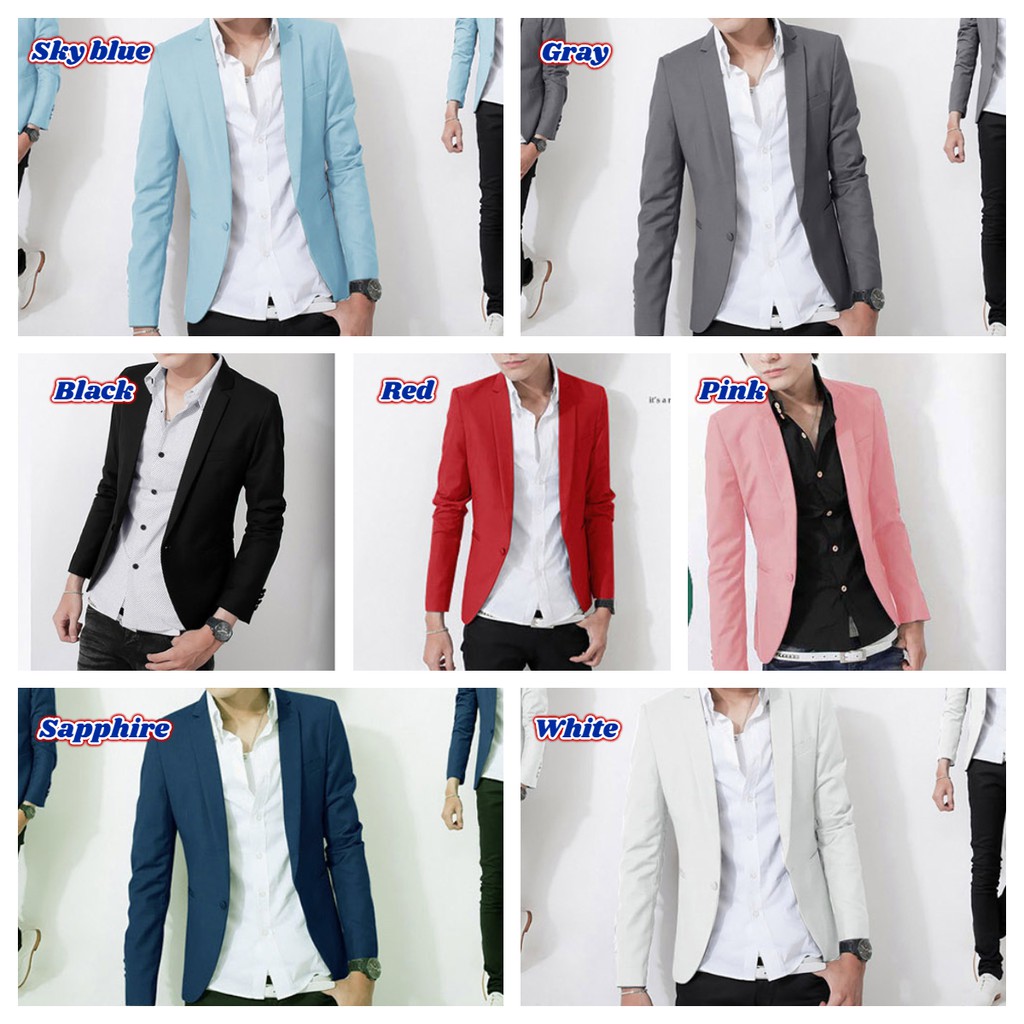 Men's Korean Blazer Slim Fit Suit | Shopee Malaysia