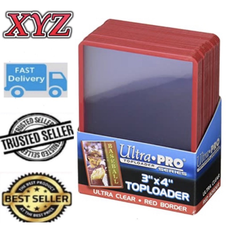 Toploader RED BOARDER TRANSPARENT Card Protector for TCG Trading Card ...