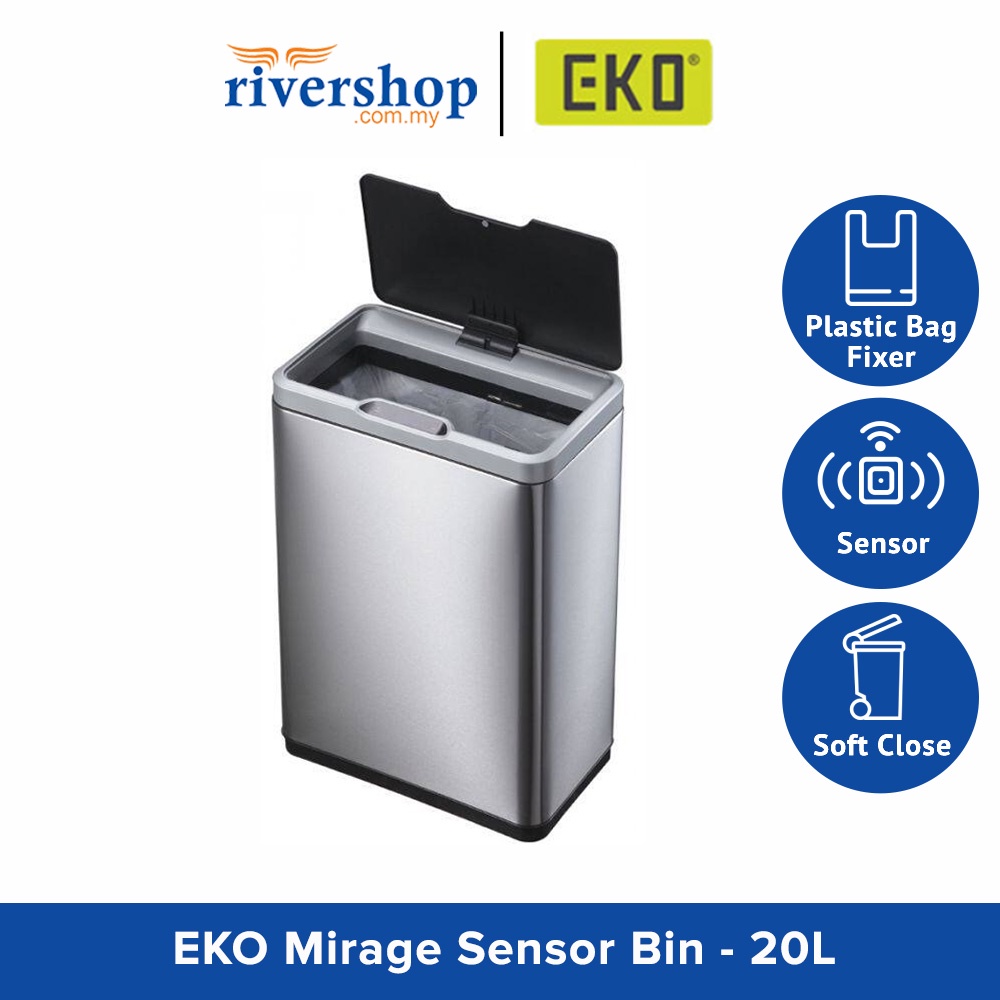 EKO Mirage Sensor Bin EK9278MT - 20L Stainless Steel Dustbin Rubbish Bin Trash Can Tong Sampah ...