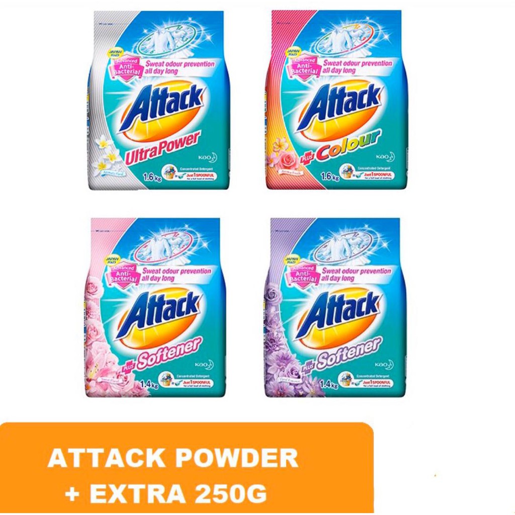 Attack Detergent Powder 1.6/1.4kg Extra 250G | Shopee Malaysia