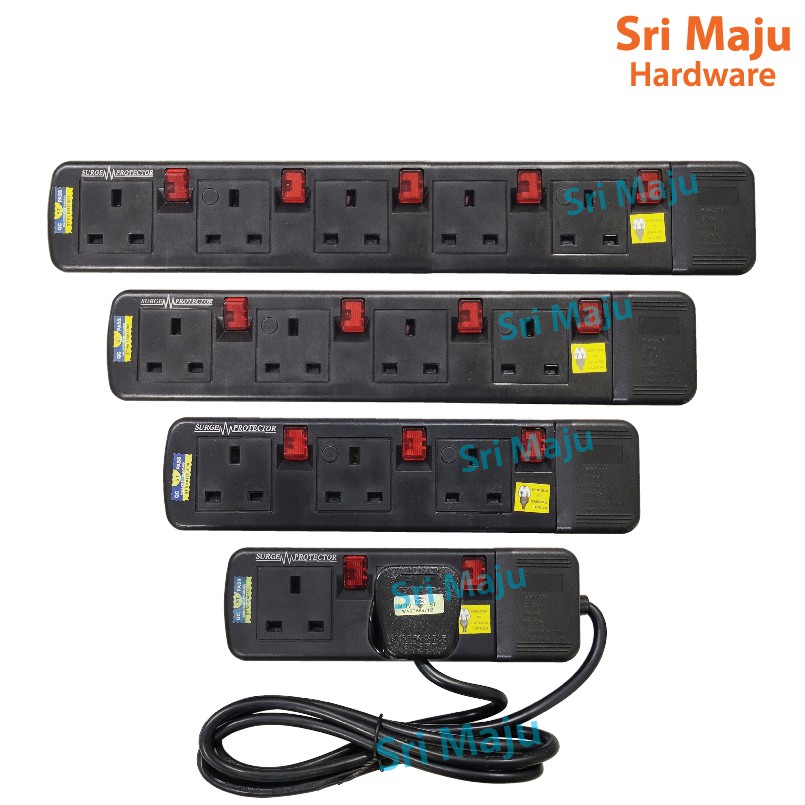 MAJU Black Portable Trailing Socket Extension Wire 2M SIRIM Suis ...