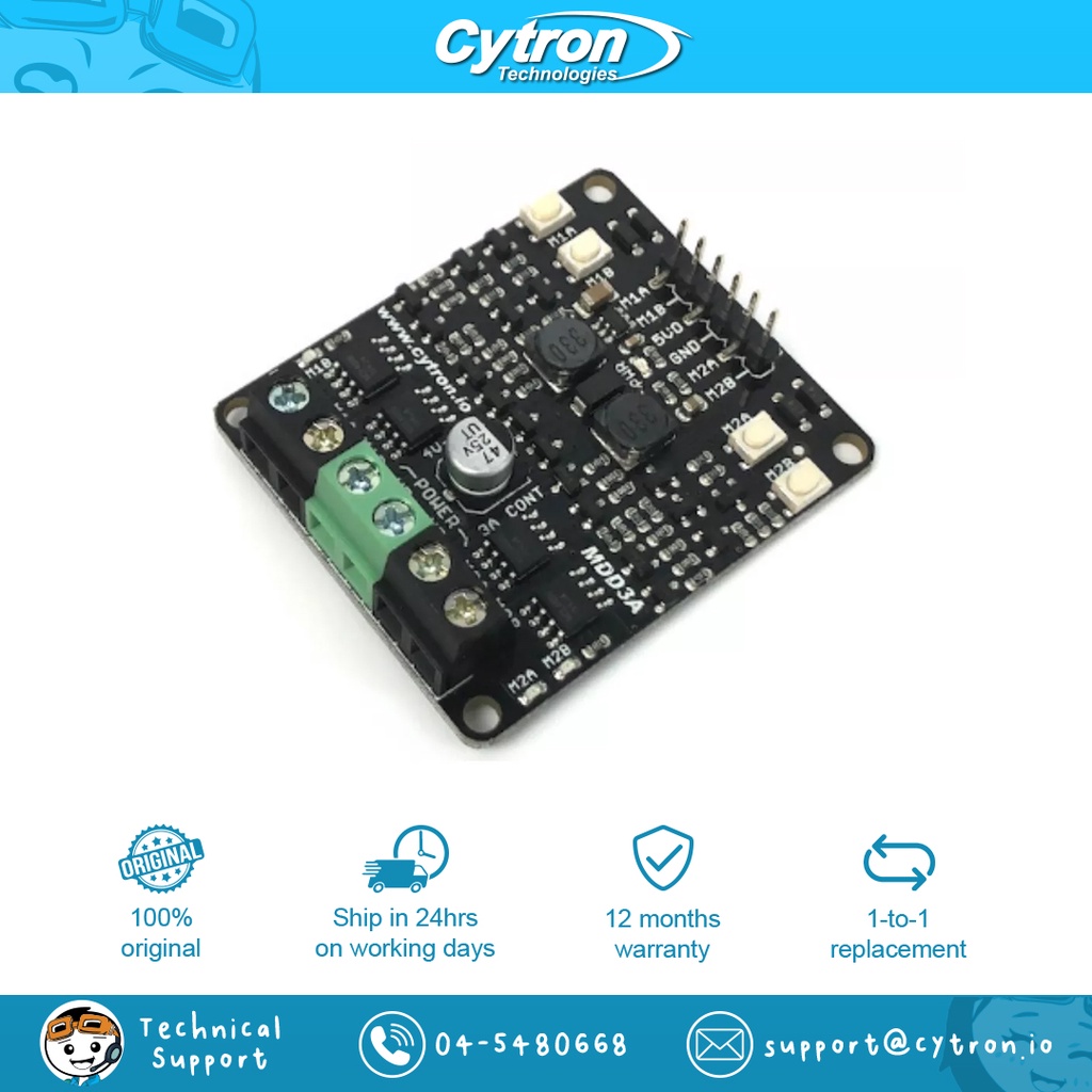 Cytron Motor Driver 3A (Max 5A) 4-16V 2 Channels 1.8-12Vlogic Arduino ...