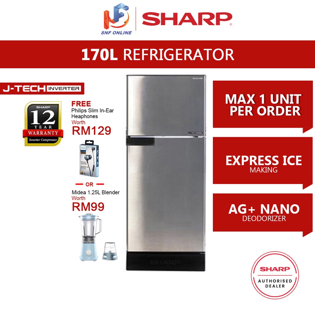 Sharp Fridge Refrigerator J-Tech Inventer (170 L) SJ189MS | Shopee Malaysia