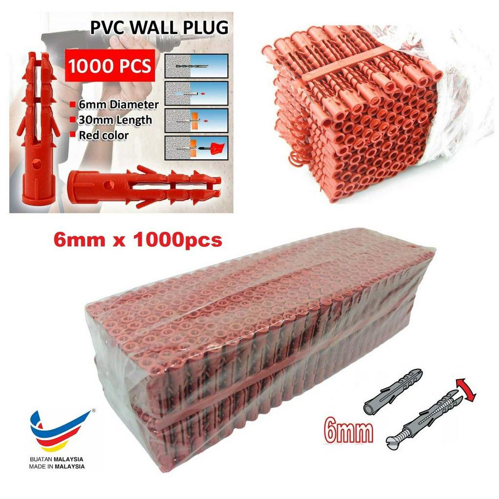 Professional 1000pcs 6mm x 30mm Plastic Wall Plug Pack | Shopee Malaysia