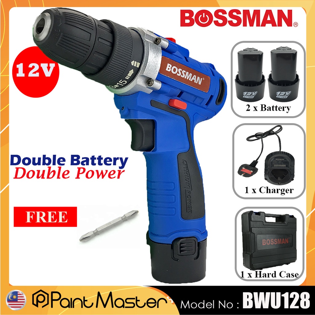 BOSSMAN BWU128 12V Cordless Drill / Driver (6 Months Warranty) | Shopee ...