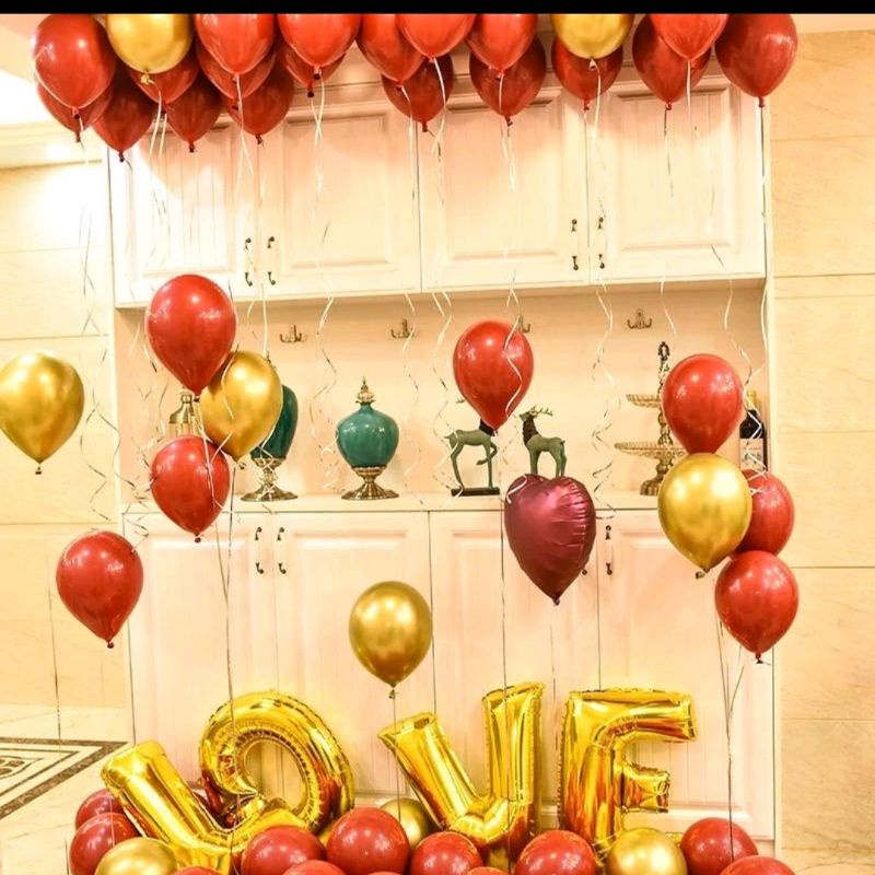 10 pcs 10 inch red and gold balloons | Shopee Malaysia