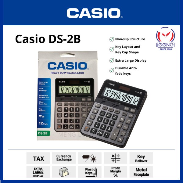 Casio DS-2B 12 Digits Heavy Duty LCD Display Electronic Calculator | Shopee Malaysia