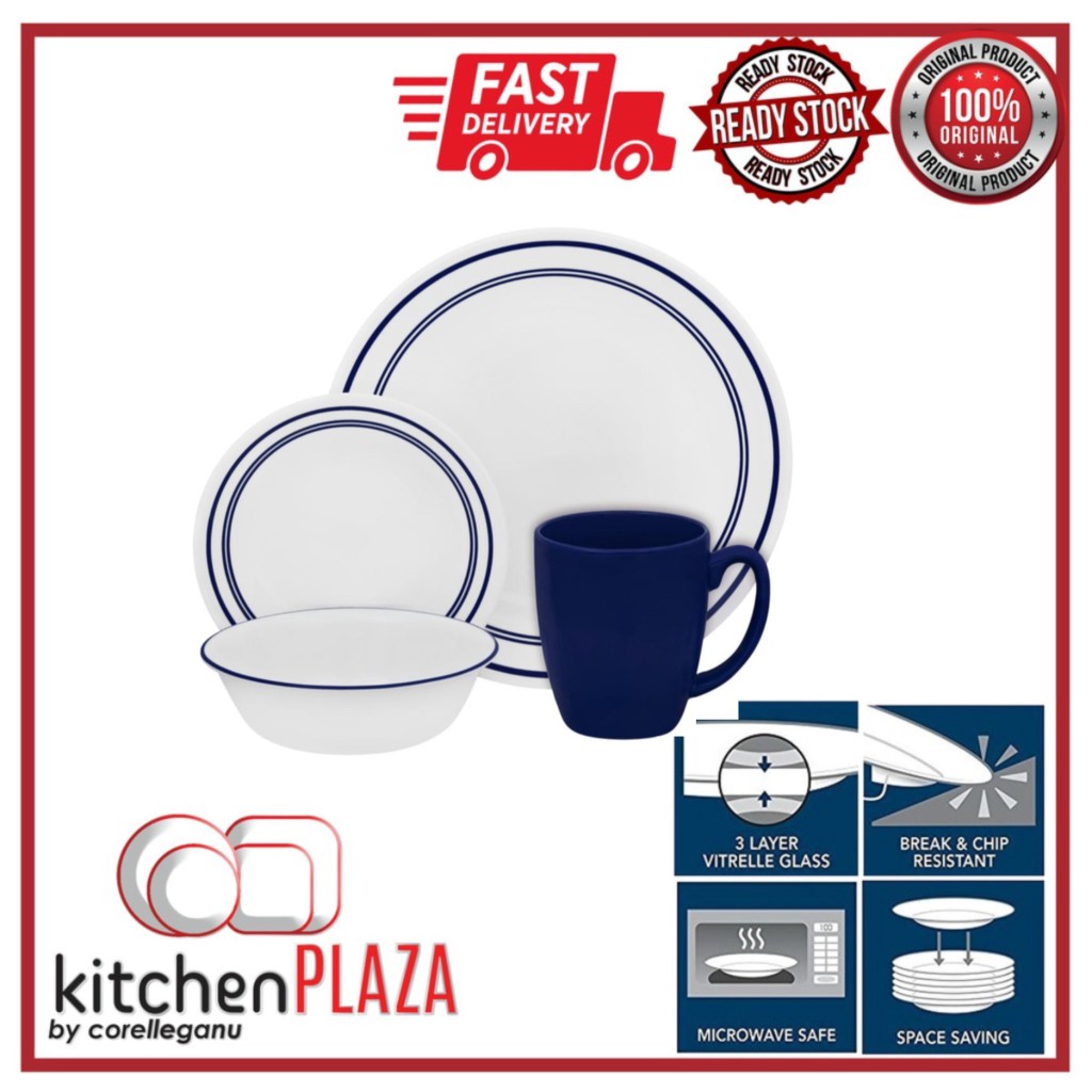 Corelle Livingware Cafe Blue 16pcs | Shopee Malaysia