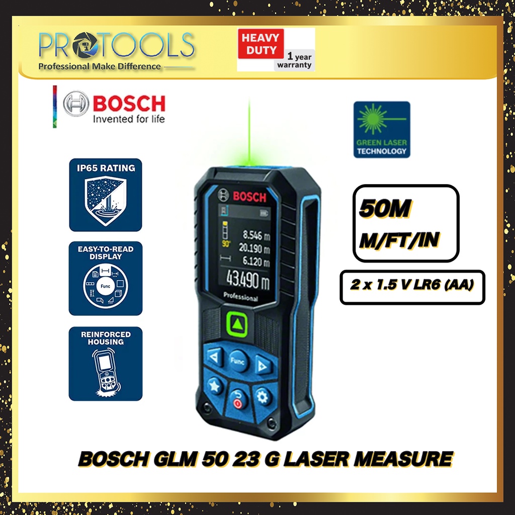 BOSCH GLM500 / GLM50-23G ( GLM5023G ) / GLM50-27CG PROFESSIONAL DIGITAL LASER MEASURE ...