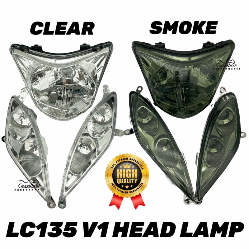 YAMAHA LC135 V1 135LC V1 HEAD LAMP SIGNAL LAMPU DEPAN LAMPU SIGNAL CLEAR SMOKE HIGH QUALITY LC ...