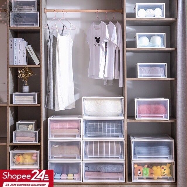 Multipurpose 5L/11L Wardrobe Clothes Stackable Plastic Storage Box ...