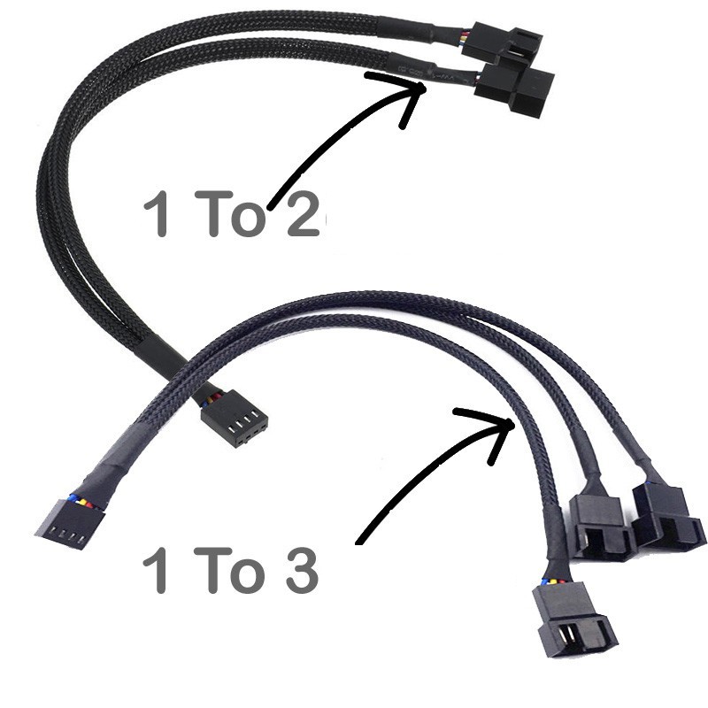 1 to 2 / 1 To 3 Fan Cable Connector Adapter PWM Fan Conversion Cable Y ...