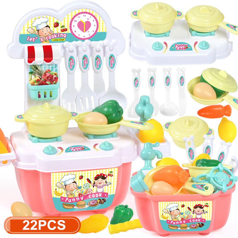 22 PCS Kitchen Playset Kids Kitchen Toys Kids Cooking Toys Mainan Dapur ...