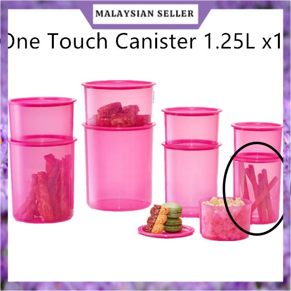 Tupperware One Touch Canister / One Touch Topper (1) 600ml/950ml/1.25L/1.4L/2L/3L/4.3L Pink ...