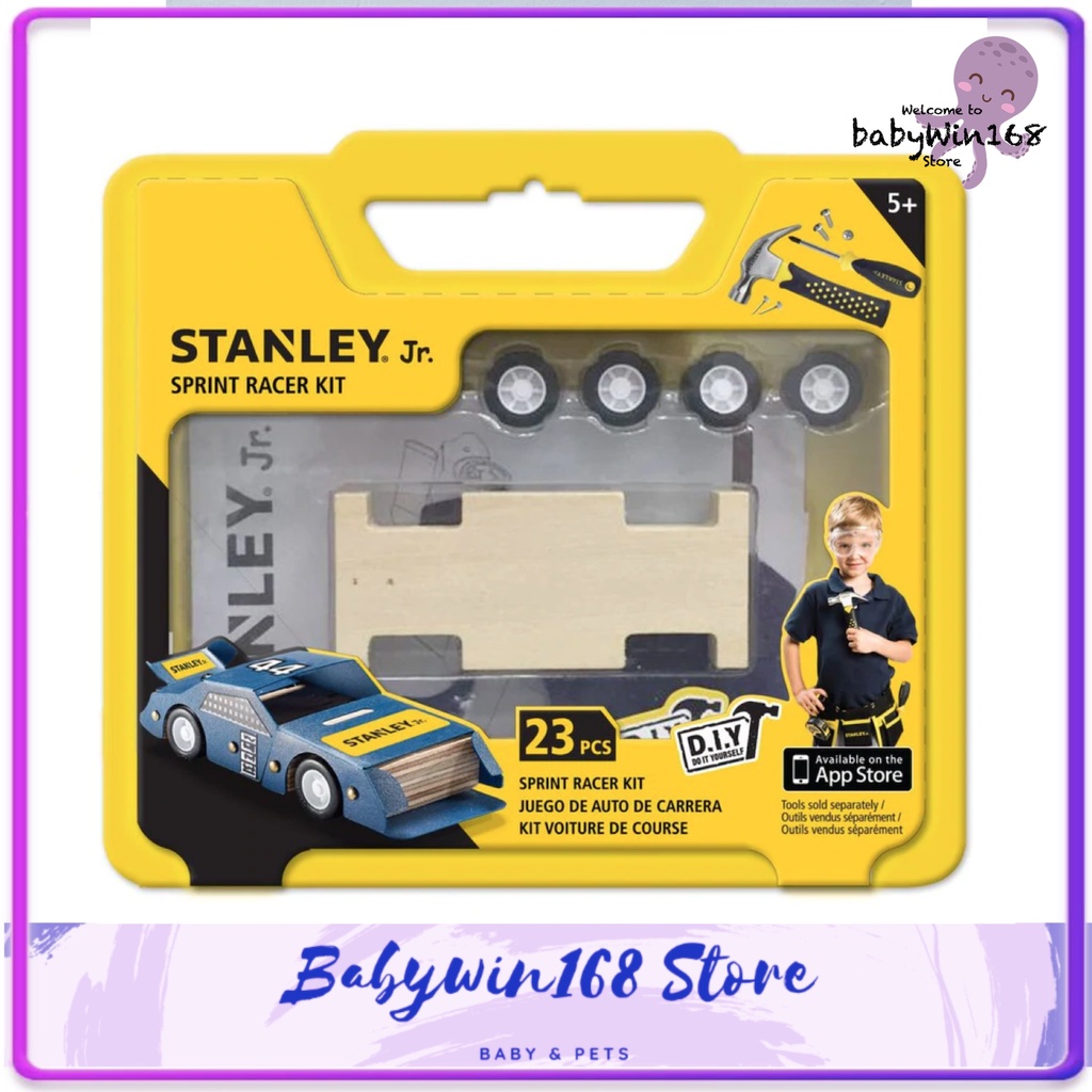 Stanley Jr. Road Sprint Racer Car Kit, Build & Paint Your Own Wooden DIY, STEM Toys for kids 5 ...